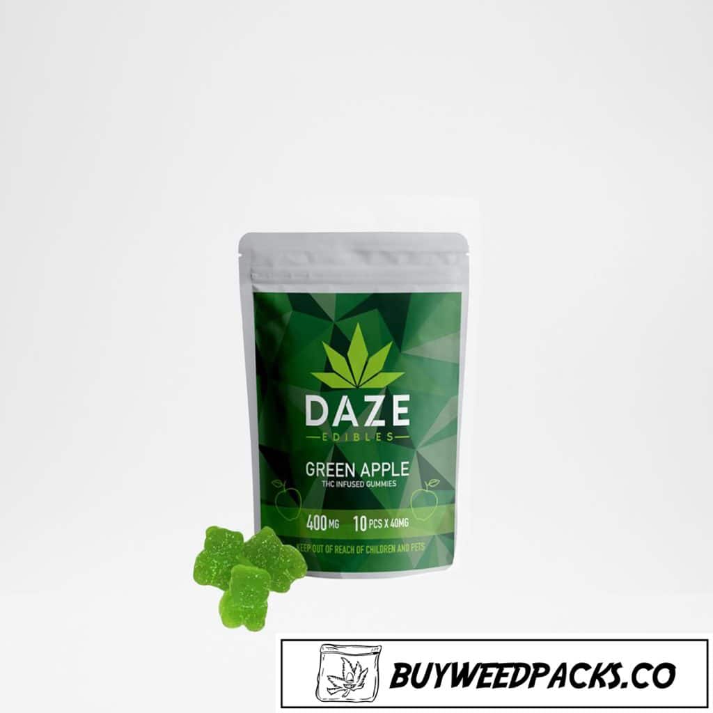 Daze Edible - Sour Green Apple Gummies - THC - Buyweedpacks